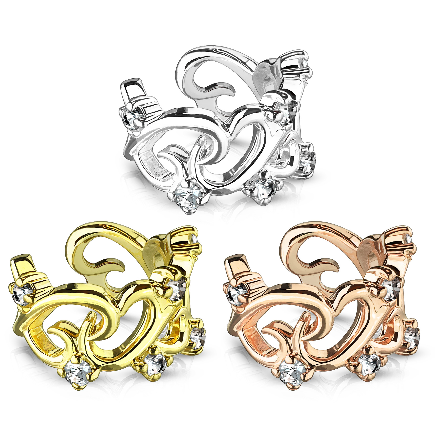 Lovely fake ear cuff with filigree design and clear stones