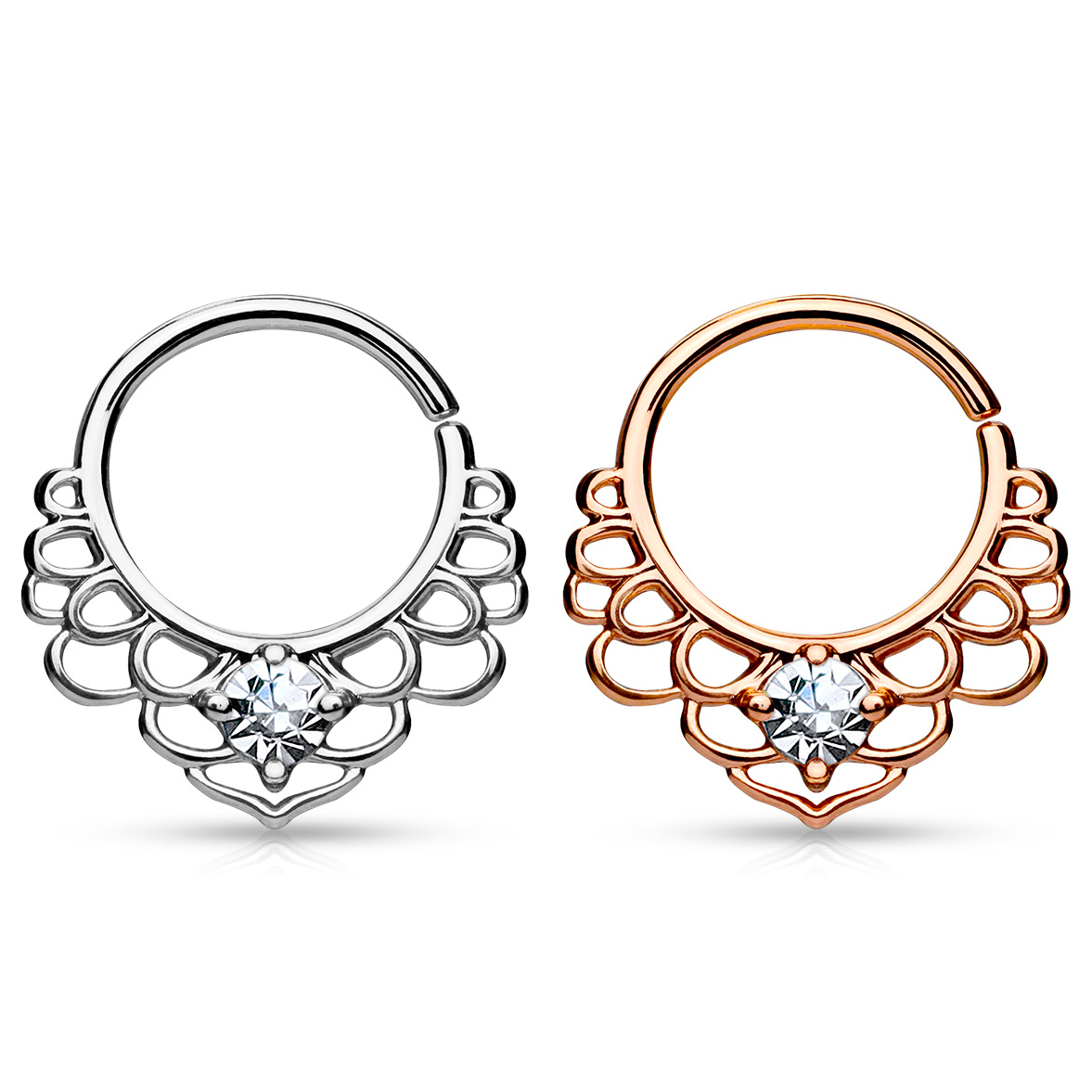 Exotic septum ring with lotus leaves in symmetry