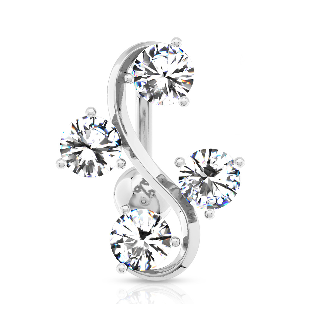 Radiant reverse belly button ring with four staggered tones - BodyMod