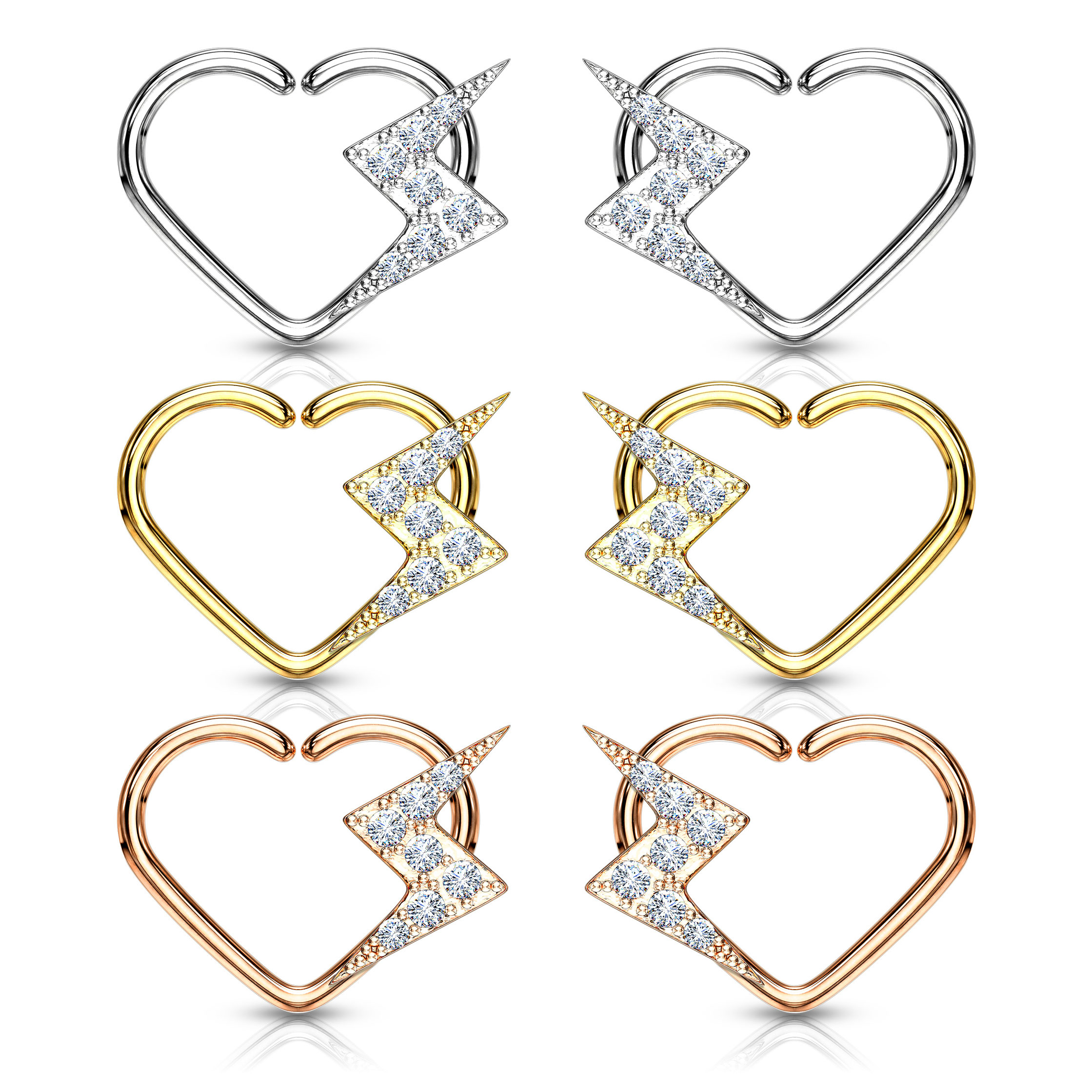 Cute heart-shaped piercing with lightning - Perfect for your daith-piercing