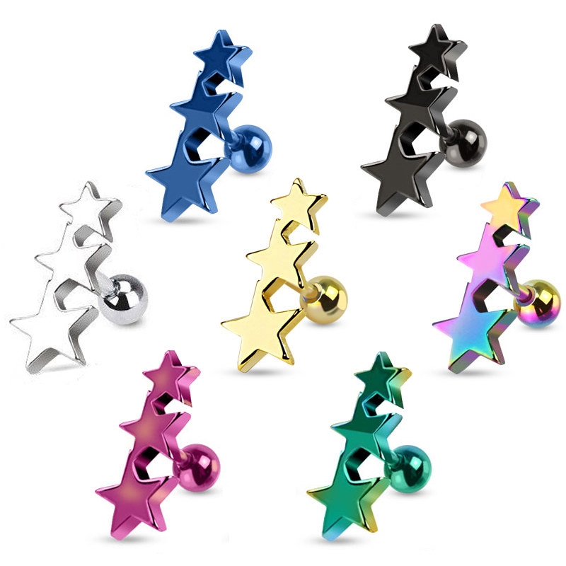Three-star ear piercing to embellish your ear
